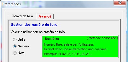La gestion des numéros de folio
