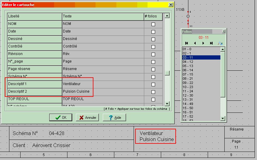 Dialogue Générer la liste des folios